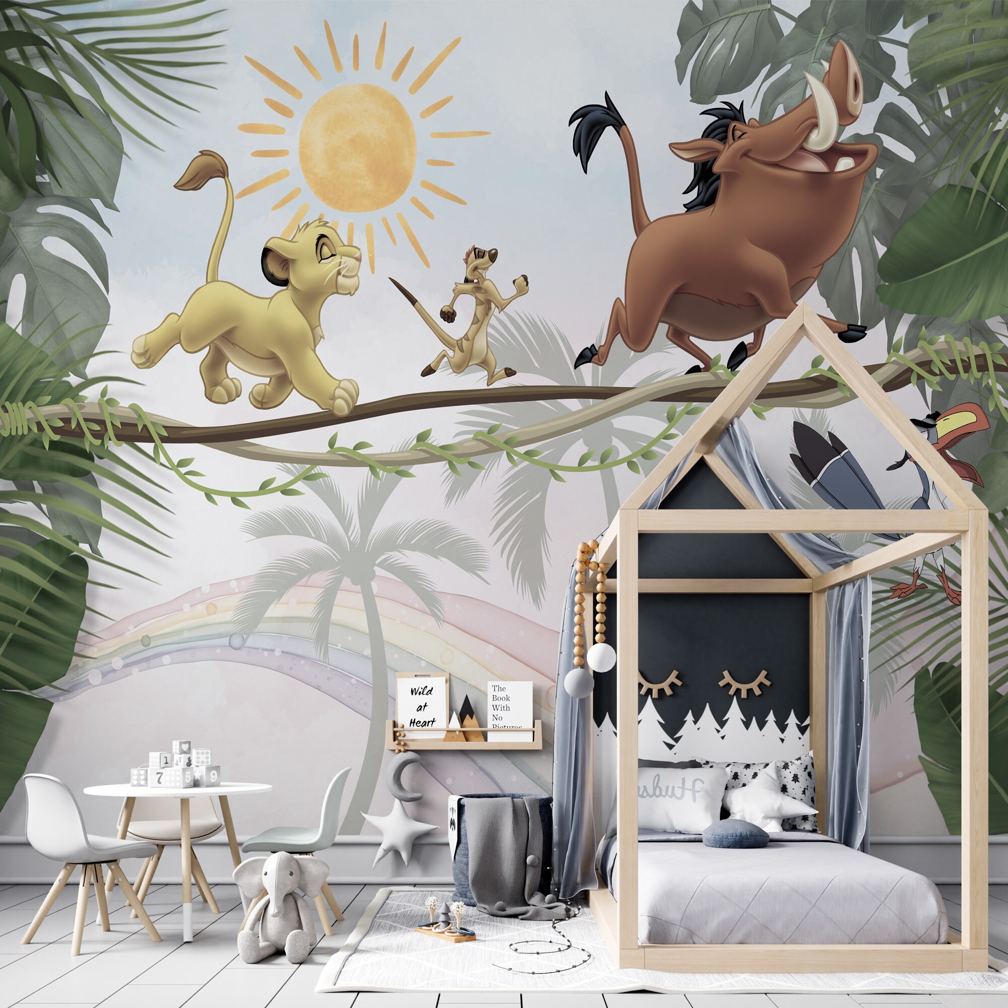 Cartoon Animal and Rainbow Wall Decor , the Lion King & Rainbow Wall ...