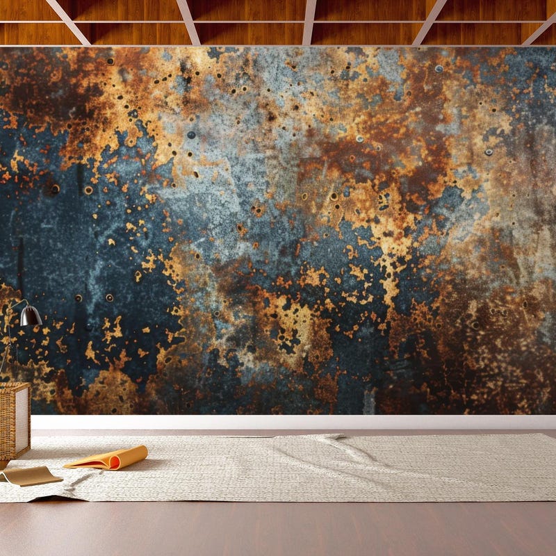 Blue and Copper Wallpaper - Etsy
