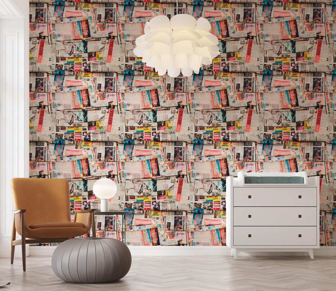 Vintage Newspaper Collage Wallpaper | Grunge Press Wall Mural - Etsy
