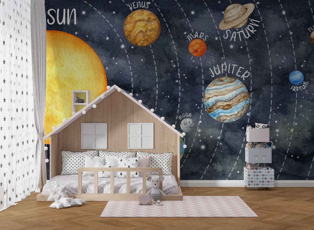 Planest Wallpaper for Children's Room , Planets Kids Nursery Room Wall ...