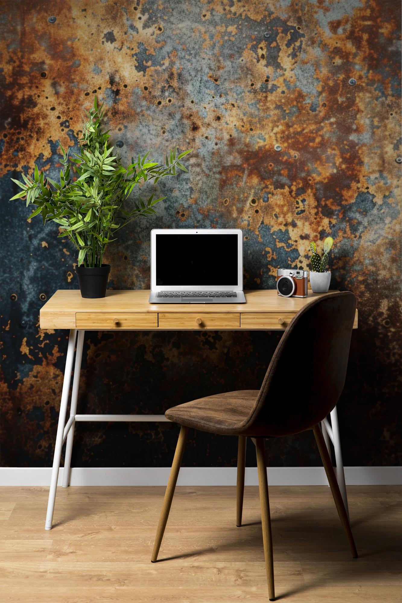 Rusty Copper Metal Wallpaper, Abstract Industrial Peel and Stick Wall ...