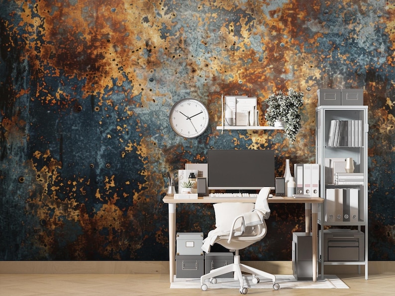 Rustic Copper Concrete Mural, Medieval Industrial Wallcovering - Etsy
