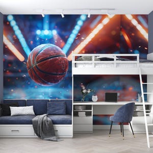 Street Basketball Court Wallpaper Sports Theme Peel and Stick Wall ...