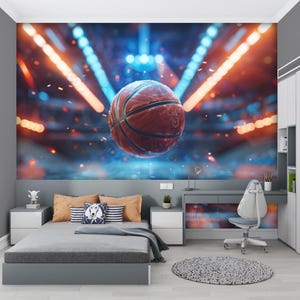 Street Basketball Court Wallpaper Sports Theme Peel and Stick Wall ...