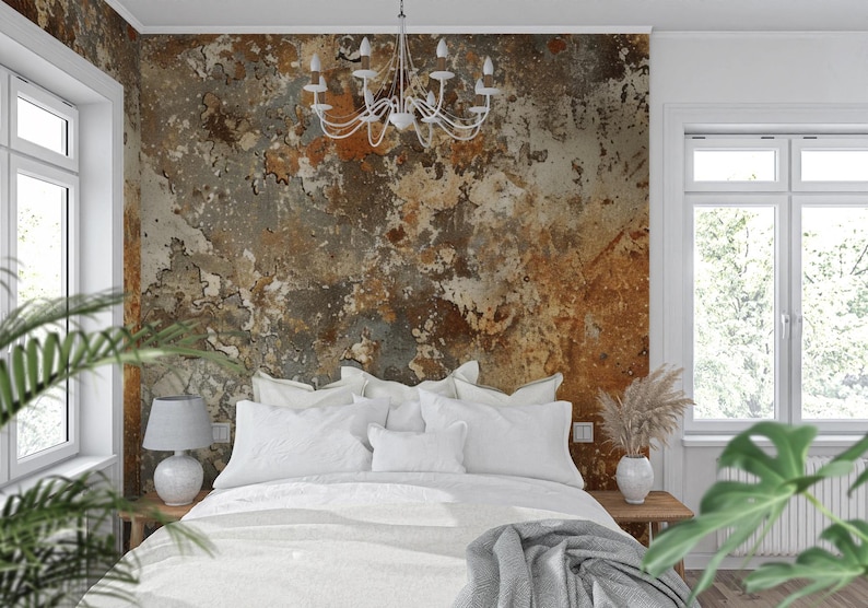 Removable Rusty Metallic Wallpaper, Self-adhesive Distressed Copper ...