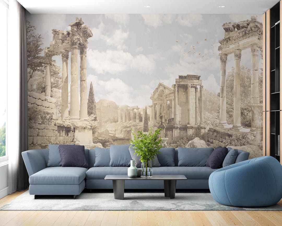 Ancient Greek Ruins Wallpaper Mural – Classical Temple Architecture ...