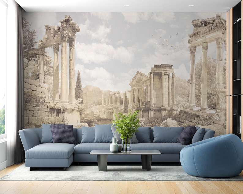 Ancient Greek Ruins Wallpaper Mural – Classical Temple Architecture ...