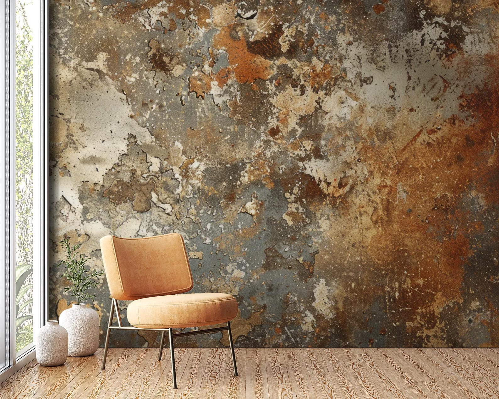 Removable Rusty Metallic Wallpaper, Self-adhesive Distressed Copper ...