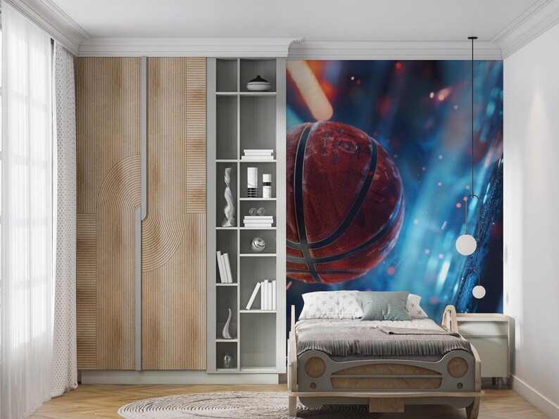 Street Basketball Court Wallpaper Sports Theme Peel and Stick Wall ...