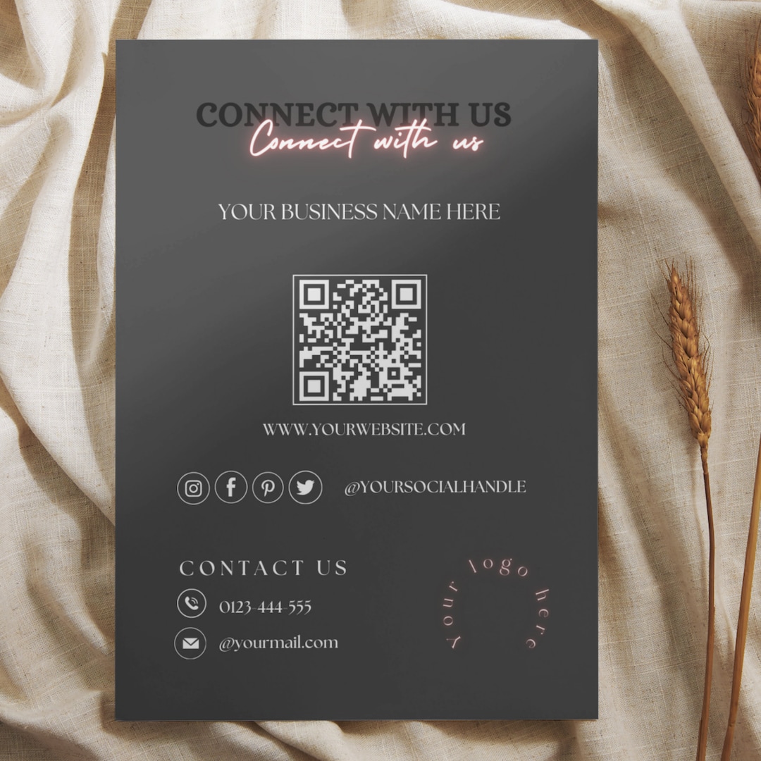Connect With Us Sign, Social Media Sign, Small Business Sign, Printable ...