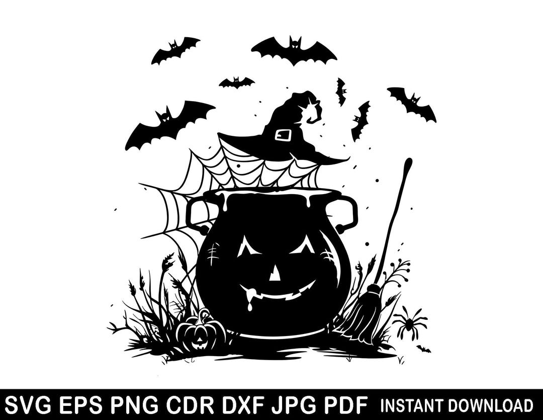 Witch Cauldron Svg / Wizard Cauldron Svg / Magic Cauldron Silhouette ...