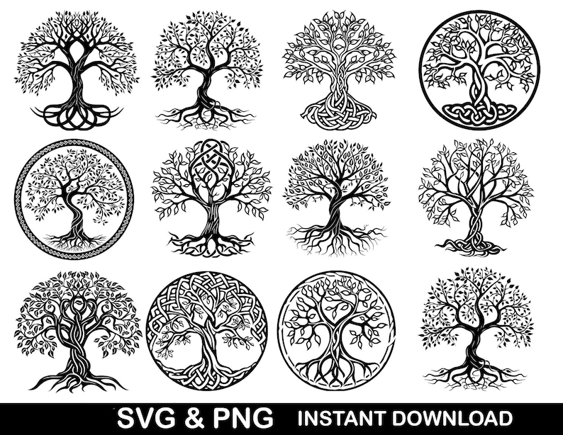 Viking Tree Silhouette | Yggdrasil Clipart | Sacred Tree Cricut | Norse ...