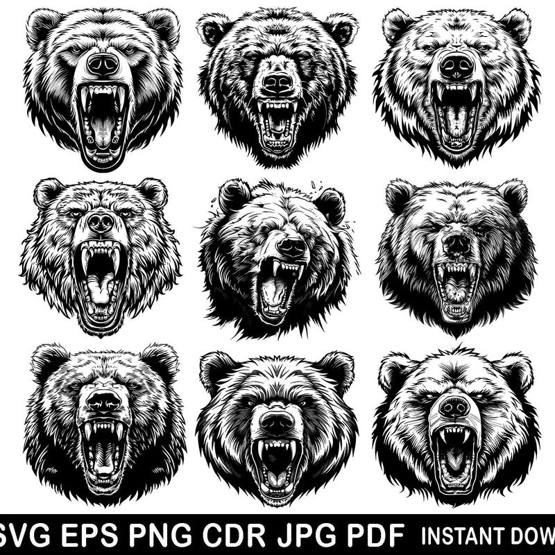 Angry Bear Svg - Etsy