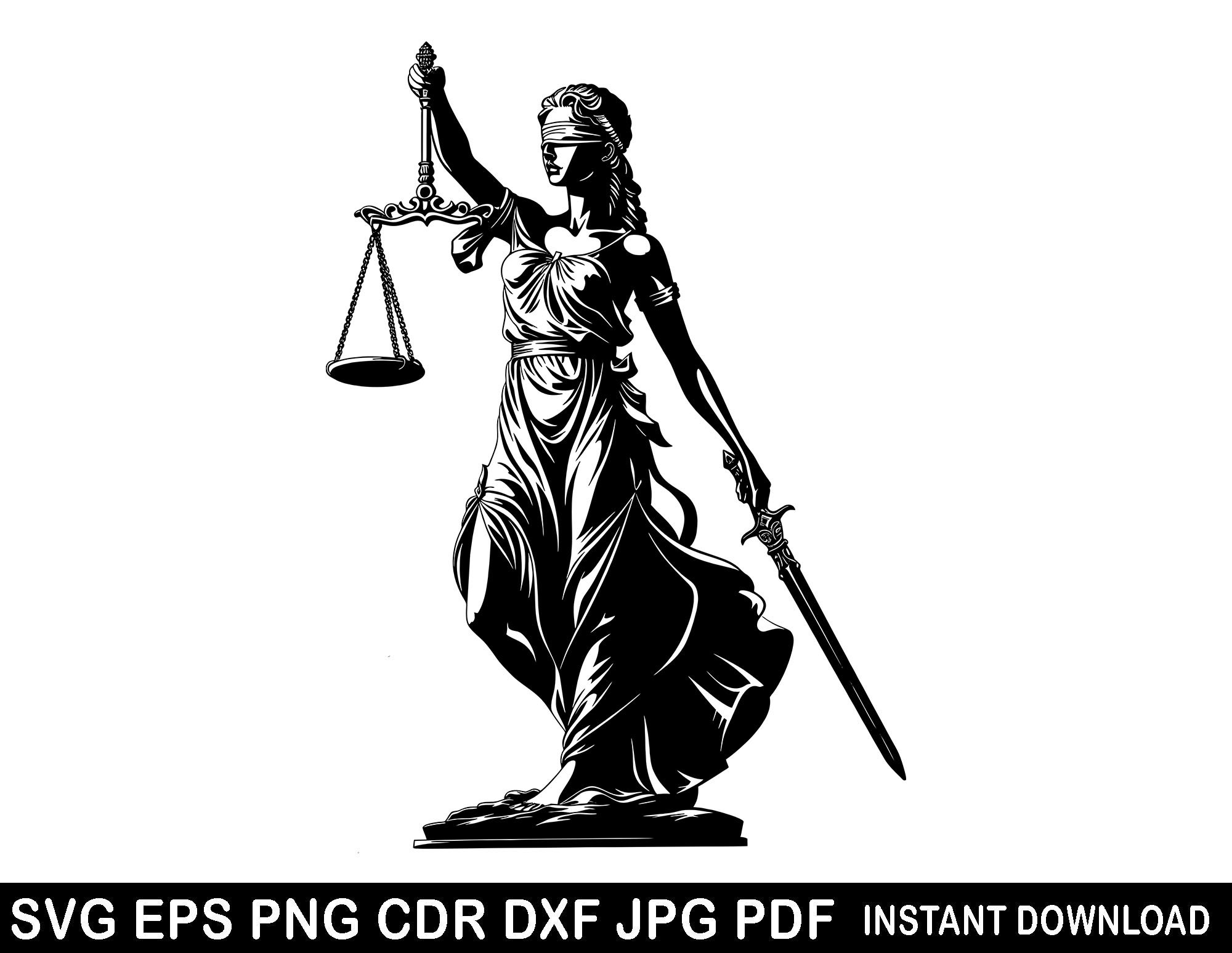 Lady Justice Art Decor Svg Eps Png Dxf | Lawyer Design | Wall Art Decor ...
