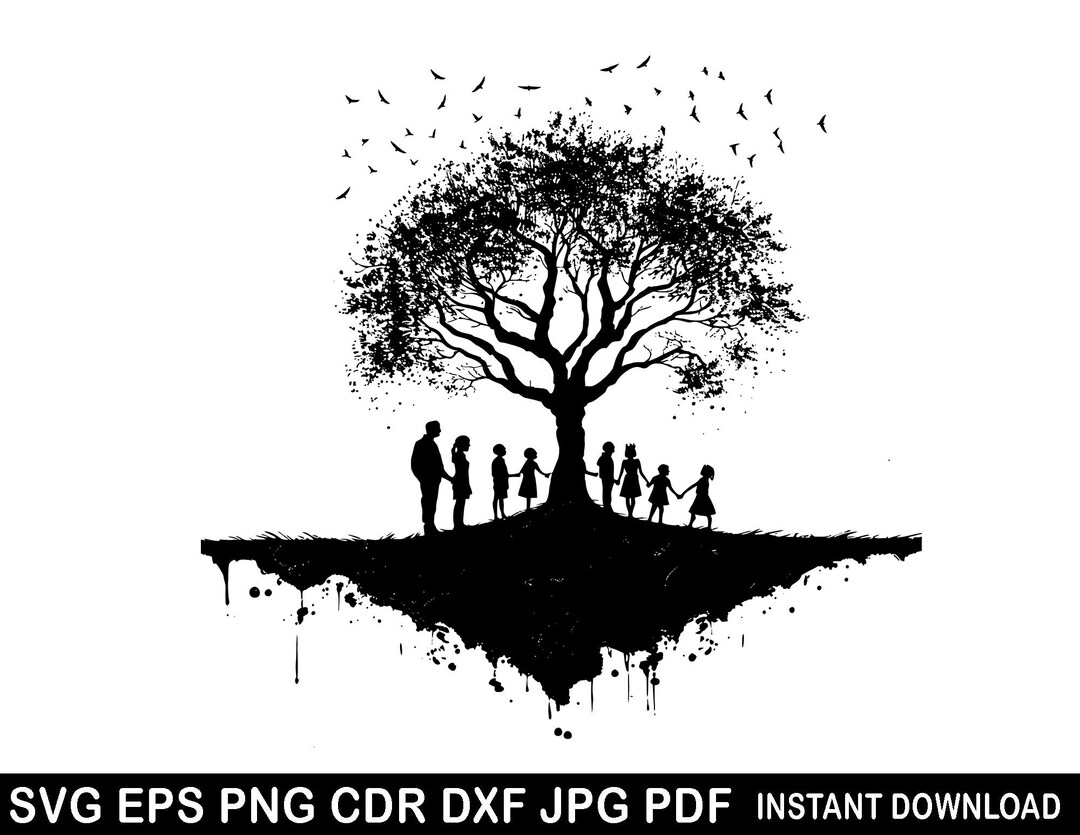 Family Tree Svg Eps Png Dxf, Tree Vector, Family Decor, Heart Cricut ...