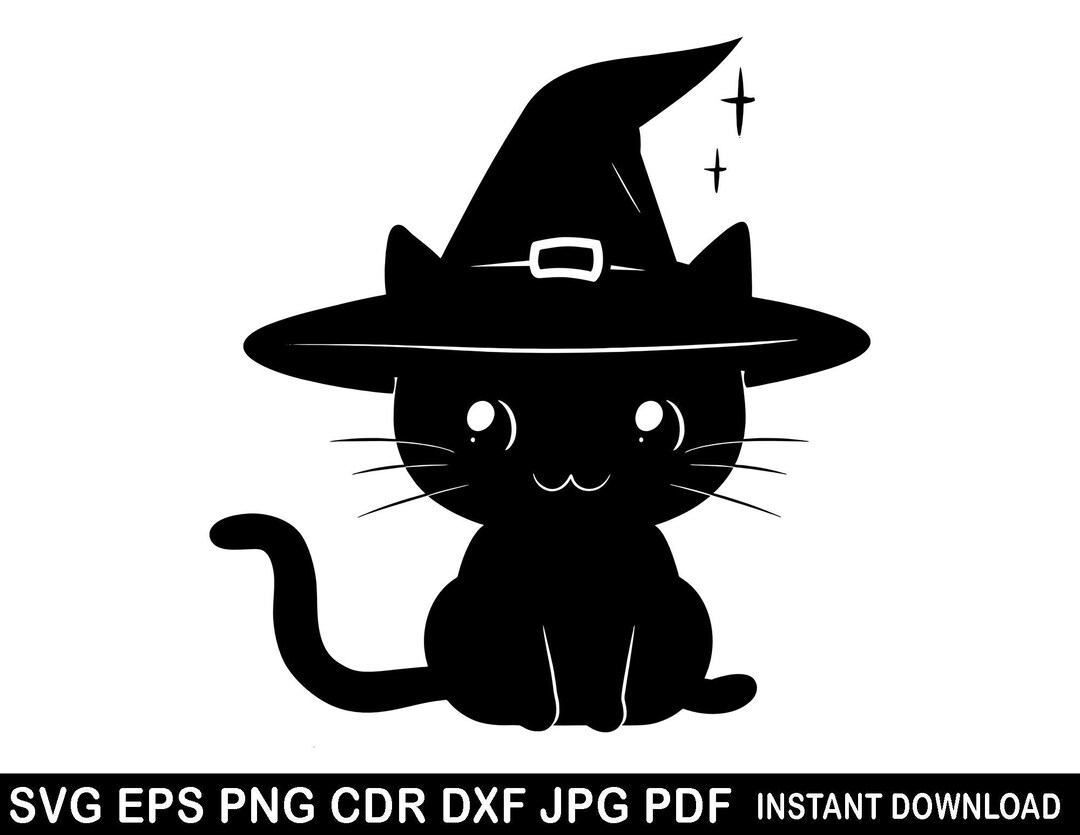 Halloween Cute Cat in Hat Svg, Halloween Cut Files for Cricut ...