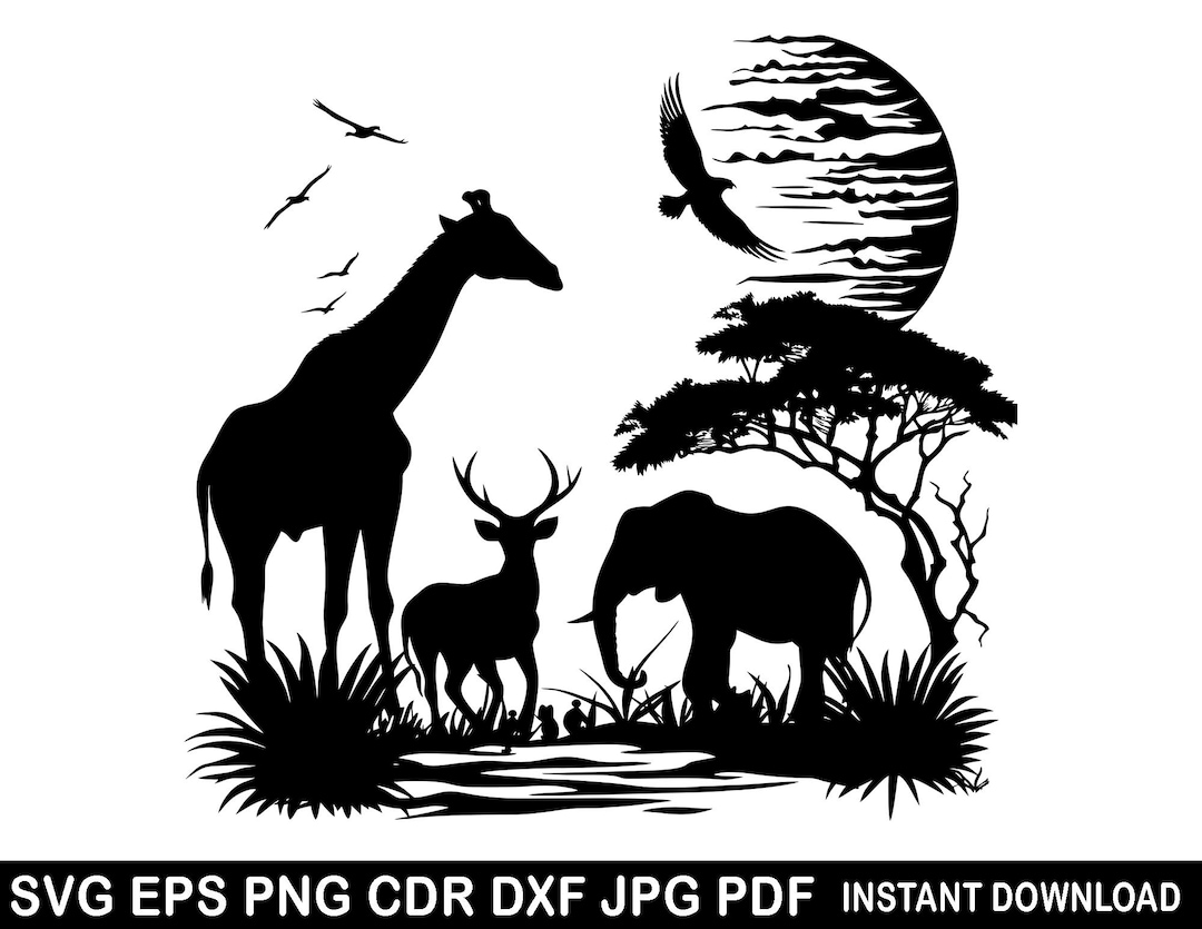 Jungle Safari Animals Svg | Giraffe, Elephant, Rhino | Sunshine Tree ...