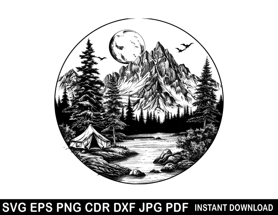 Tent at Camp Ground, Campfire Svg, Vector Graphic, Laser Engraver, Clip ...