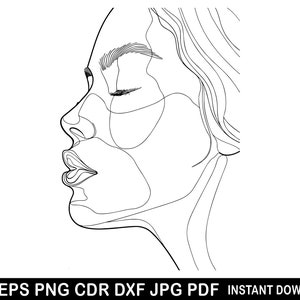 Abstract Faces One Line SVG EPS PNG / Abstract Line Drawing Face Logo ...