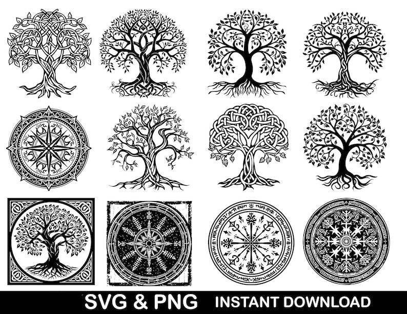 Viking Tree Silhouette | Yggdrasil Clipart | Sacred Tree Cricut | Norse ...