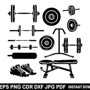 Gym Svg, Sport Silhouette, Gym Equipment Png, Fitness Exercise Clipart ...