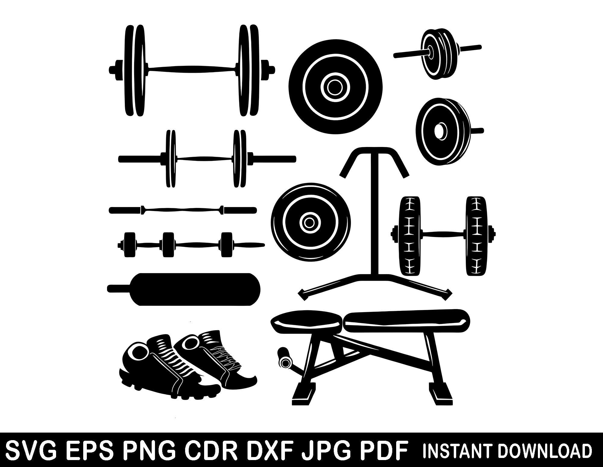 Gym Svg, Sport Silhouette, Gym Equipment Png, Fitness Exercise Clipart ...