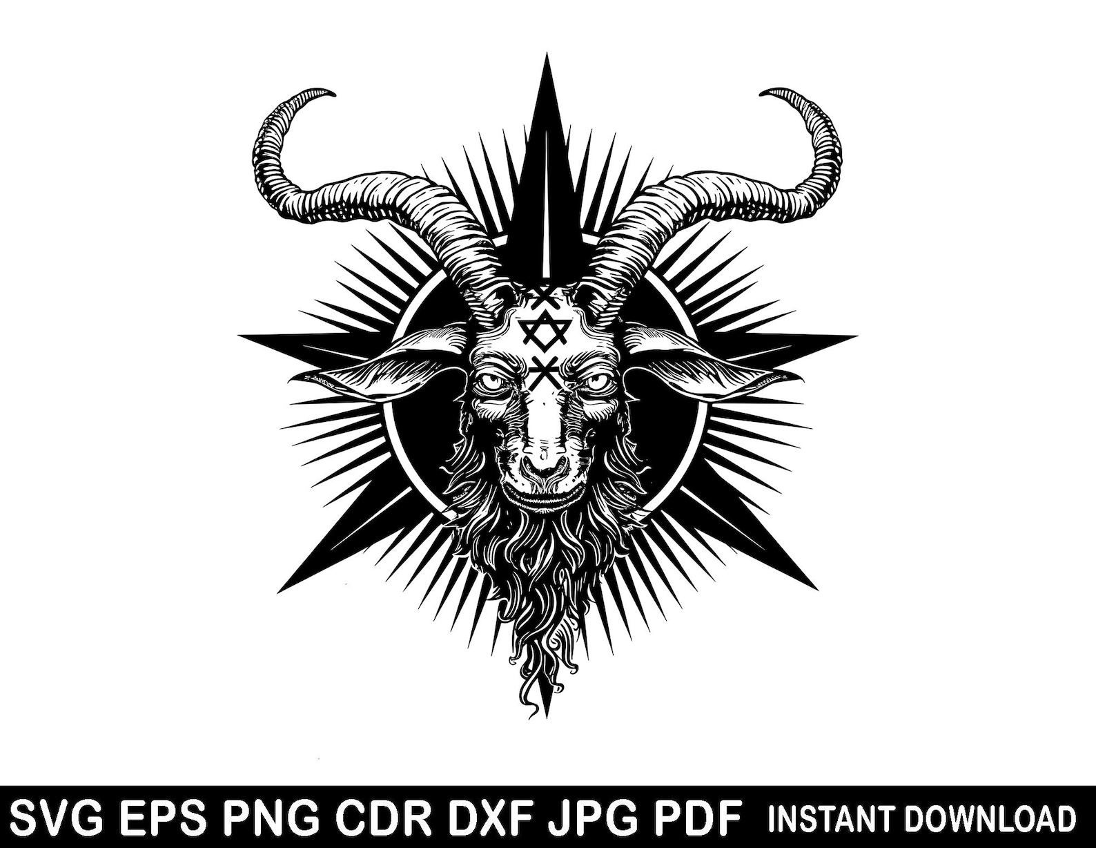 Satanic Idol Baphomet Symbols on Satan's Statue Goth Biker Satanic ...