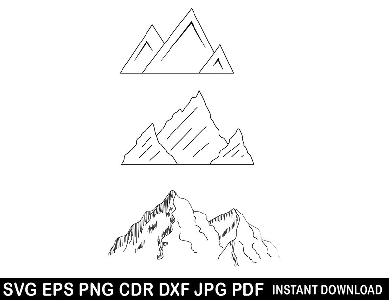 Mountains Svg Eps Png Dxf Cdr, Forest Cricut, Trees Logo, Mountain ...