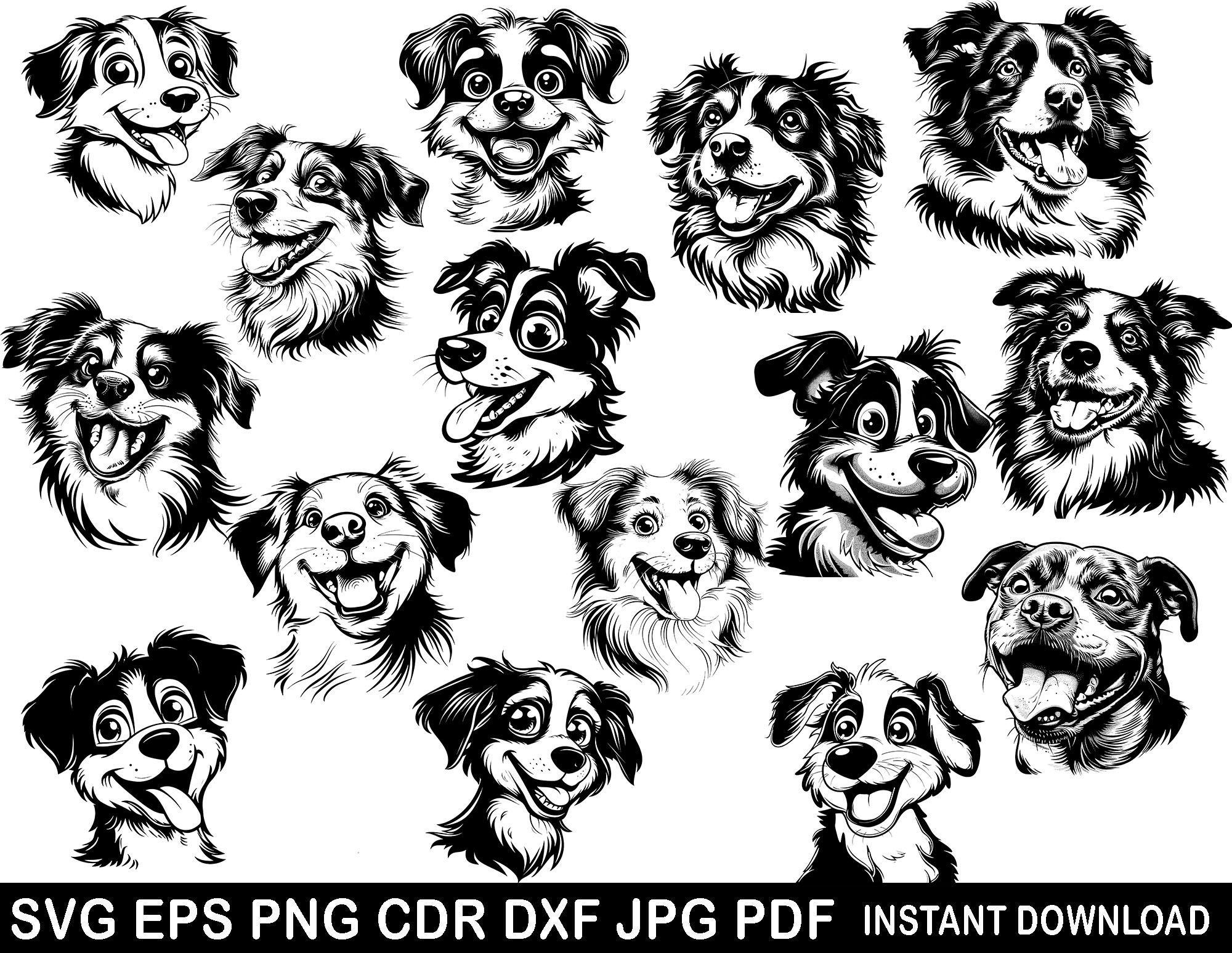 Dog Svg Mega Bundle, Peeking Dog Eps, Dog Ears Drawing Clipart, Peeking ...