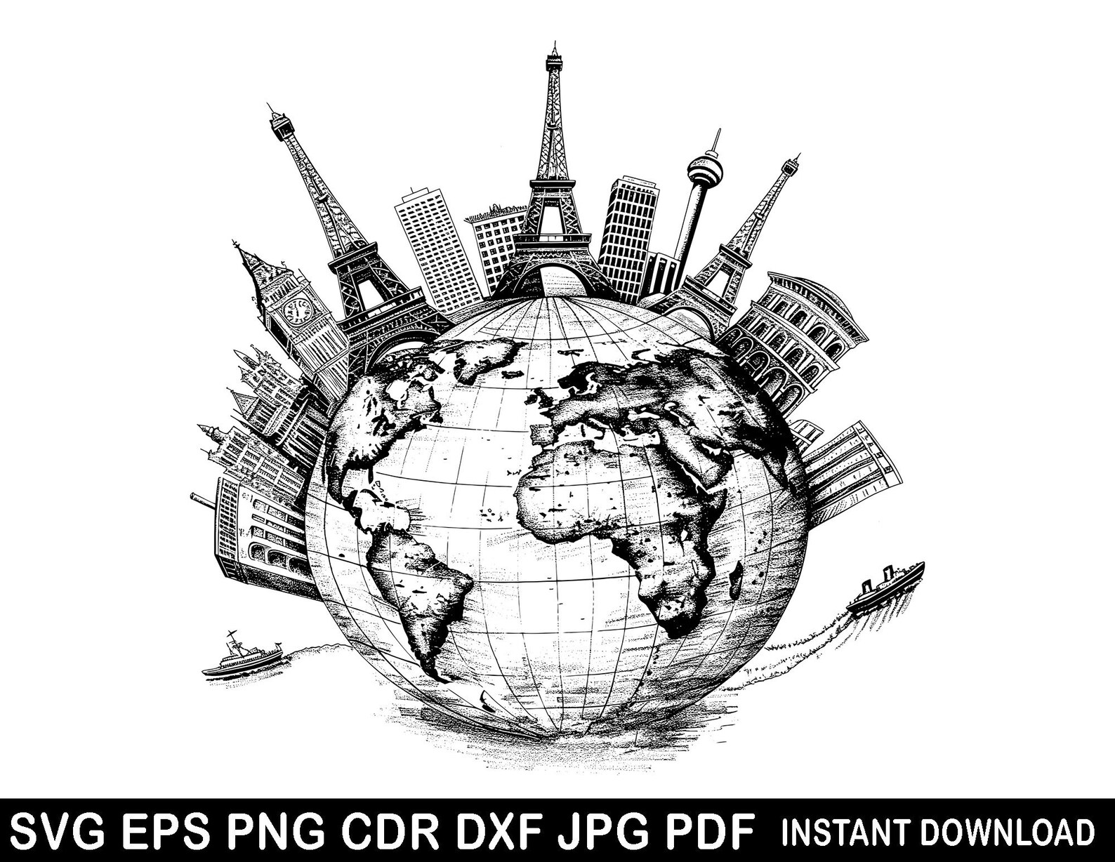 World Map Svg Eps Png Dxf, World Map Decor, World Map Silhouette ...