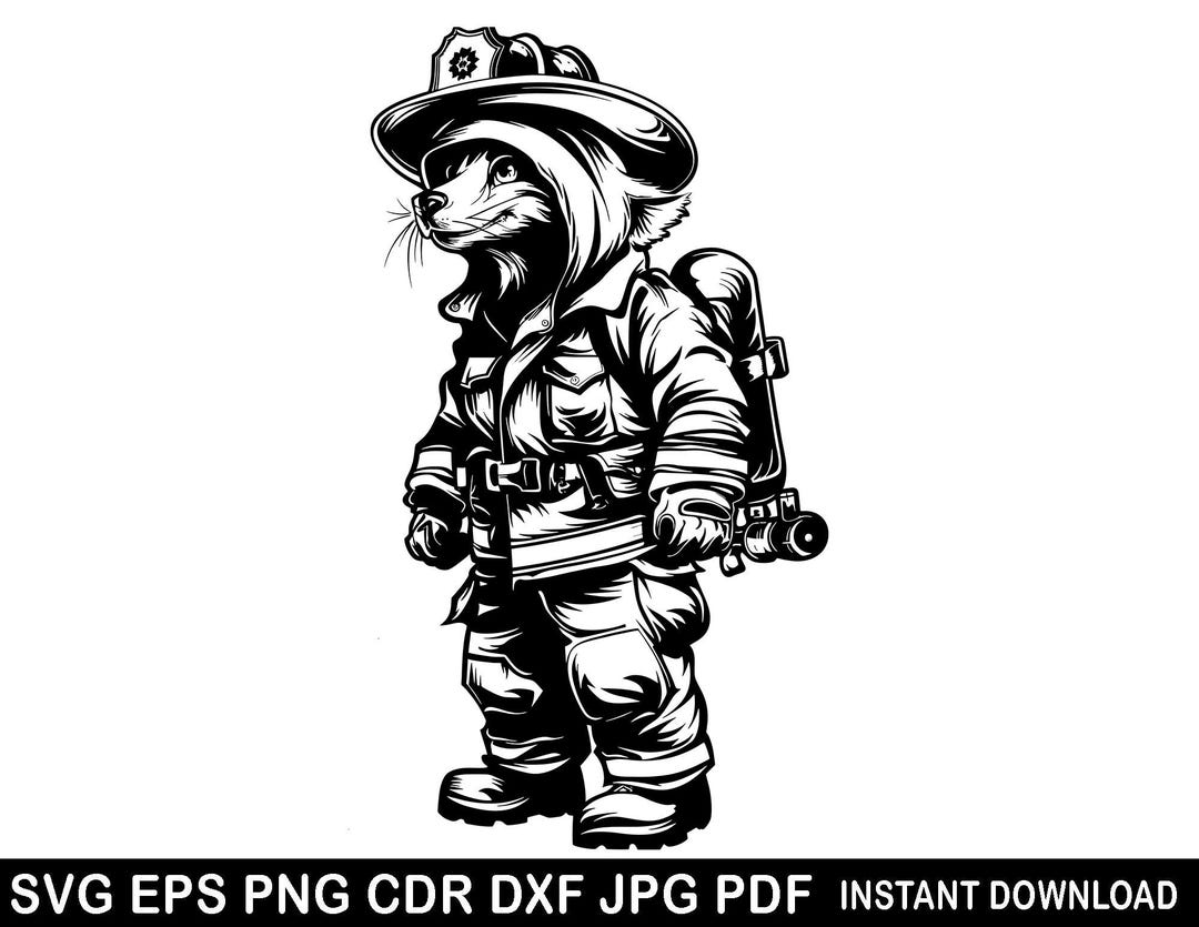 Fire Fighter of Dog Svg, Love Dog Fire Fighter Vector Clip Art Cut File ...