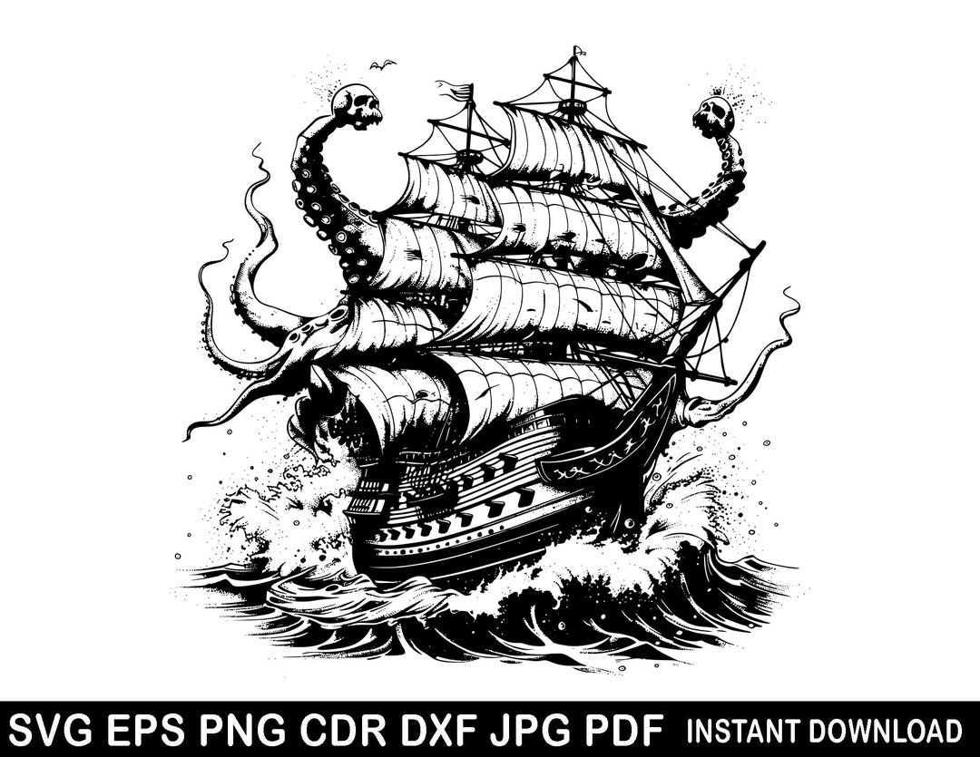 Kraken Vector, Kraken Sea Monster Cricut File, Octopus Clipart, Laser ...
