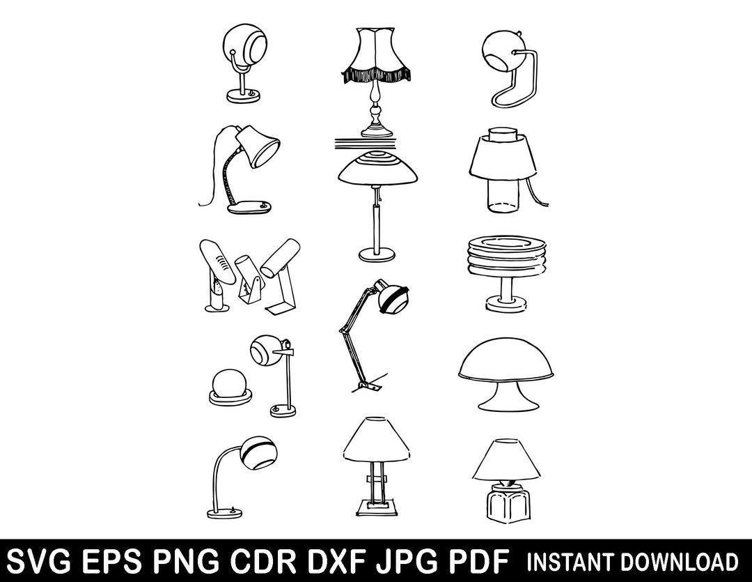 Desk Lamp Split, Desk Lamp Silhouette, Desk Lamp Svg, Table Lamp Vector ...