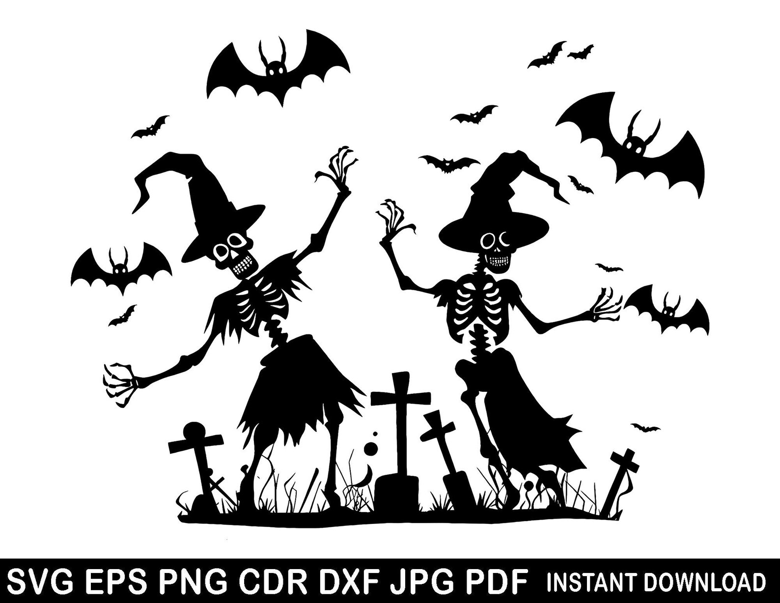 Witch Skeleton Svg \ Halloween Art \ Spooky Svg \ Dancing Witch ...