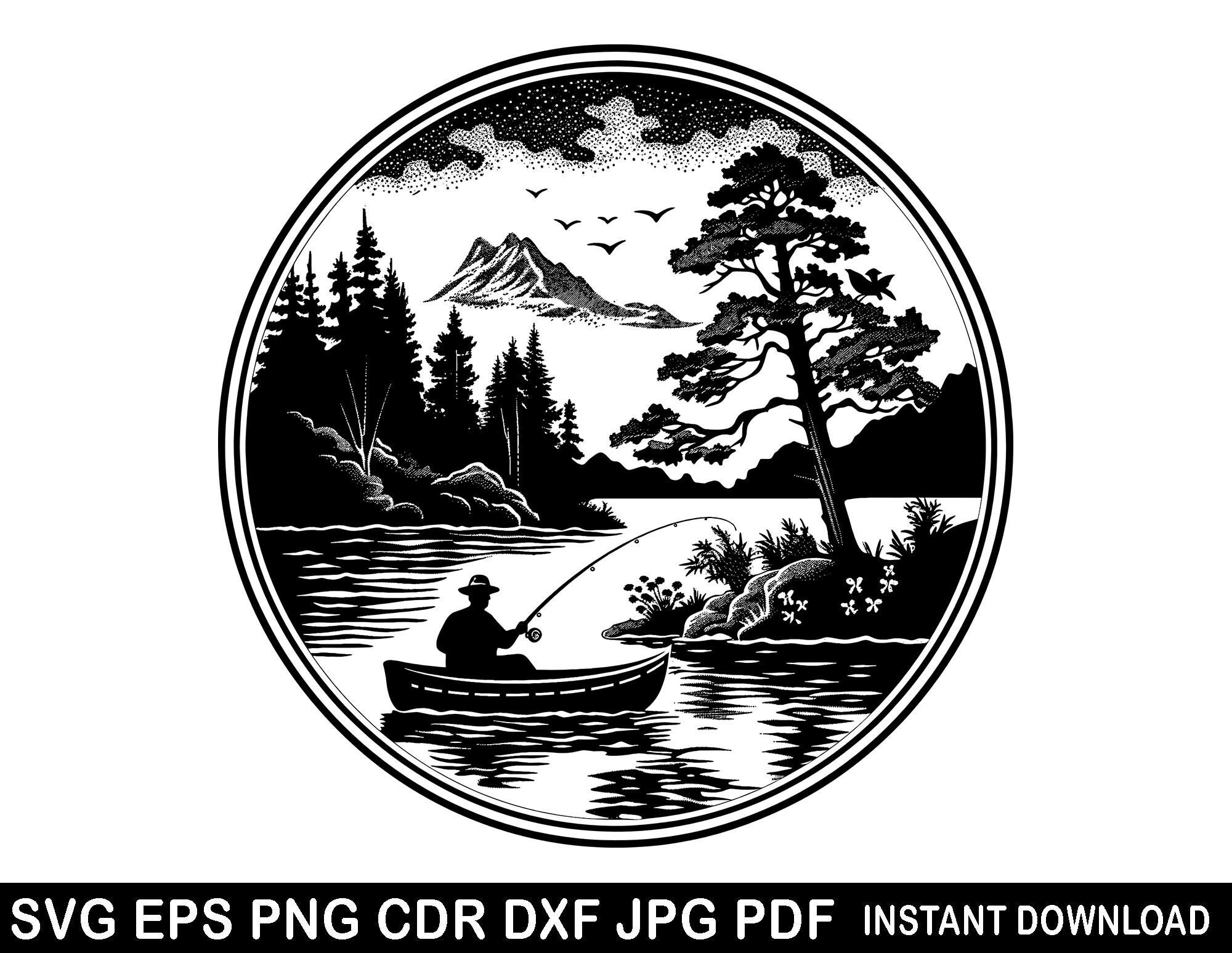 Fisherman Catching Fish Svg / Fishing Svg / Father's Day Svg / Cricut ...