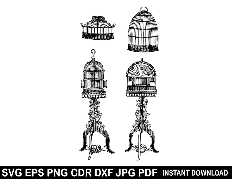 Bird Cage Svg Eps Png Dxf Cdr Jpg Pdf / Cage Vector / Birdcage Cricut ...