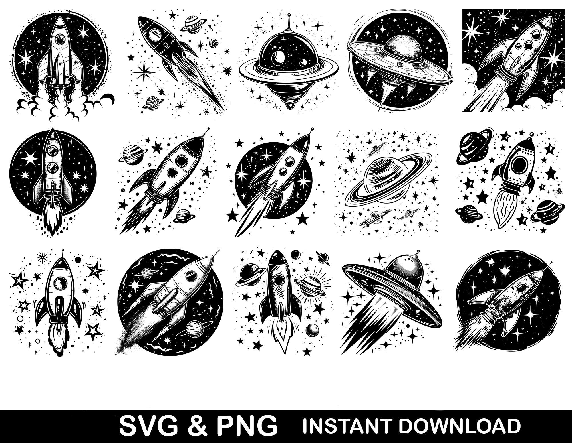 Bundle Astronaut Starship Alien Space Galaxy Moon Night Star Astronauts ...