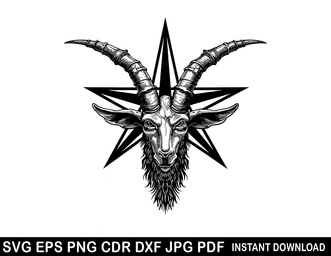 Sigil of Baphomet Halloween Horned Goat Devil Satanic Goth Biker ...