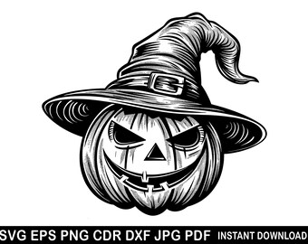 Halloween Black Cat Clipart / Cat in Witch Hat Svg / Cute Black Cat Svg ...