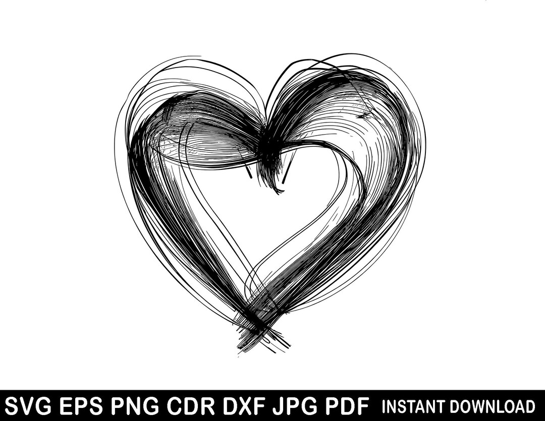 Heart Svg, Heart Svg, Hand Drawn Heart Svg, Open Heart Svg, Doodle ...