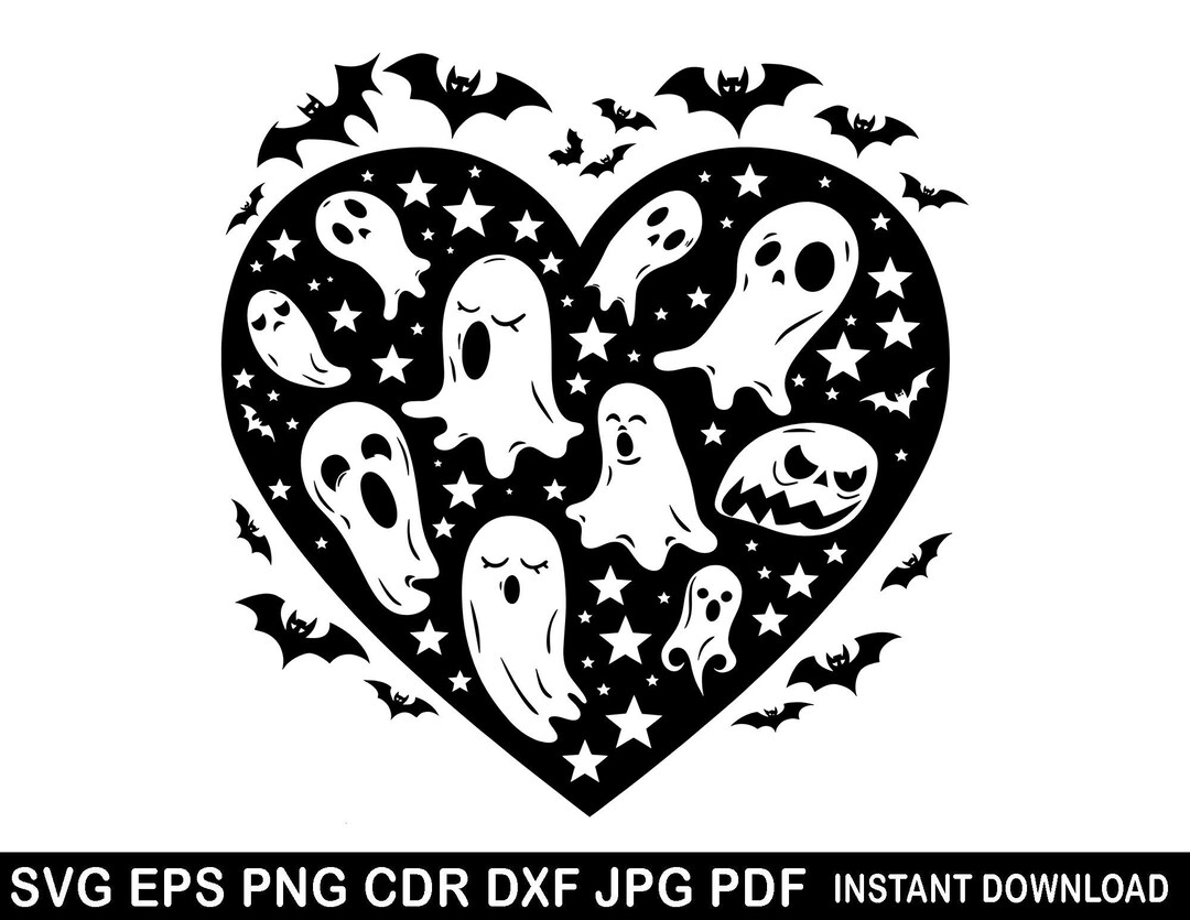 Kids Halloween Shirt Svg, Ghost Heart SVG, Halloween Svg, Png, Svg ...