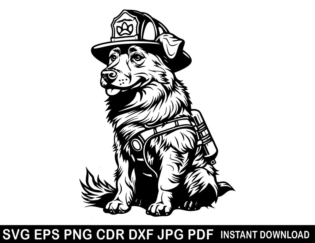 Rescue Labrador Svg | Firefighter Dog Svg | Puppy Silhouette | Cute Dog ...