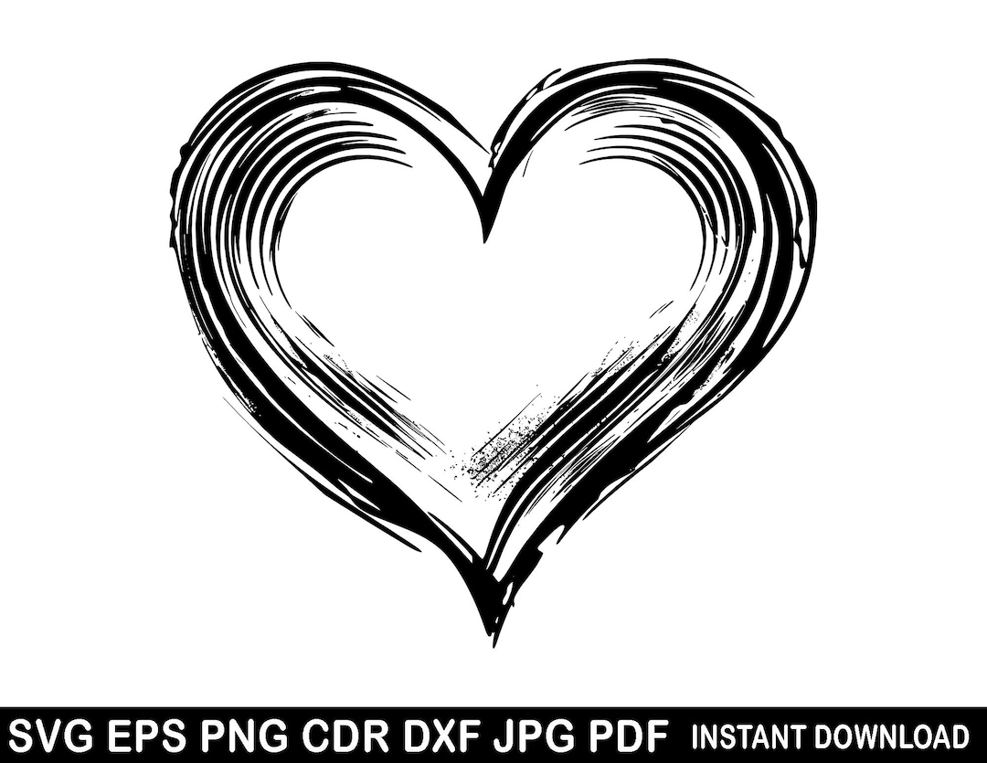 Love Heart Svg, Heart Personalized Logo, Hand Drawn Heart Cricut, Open ...