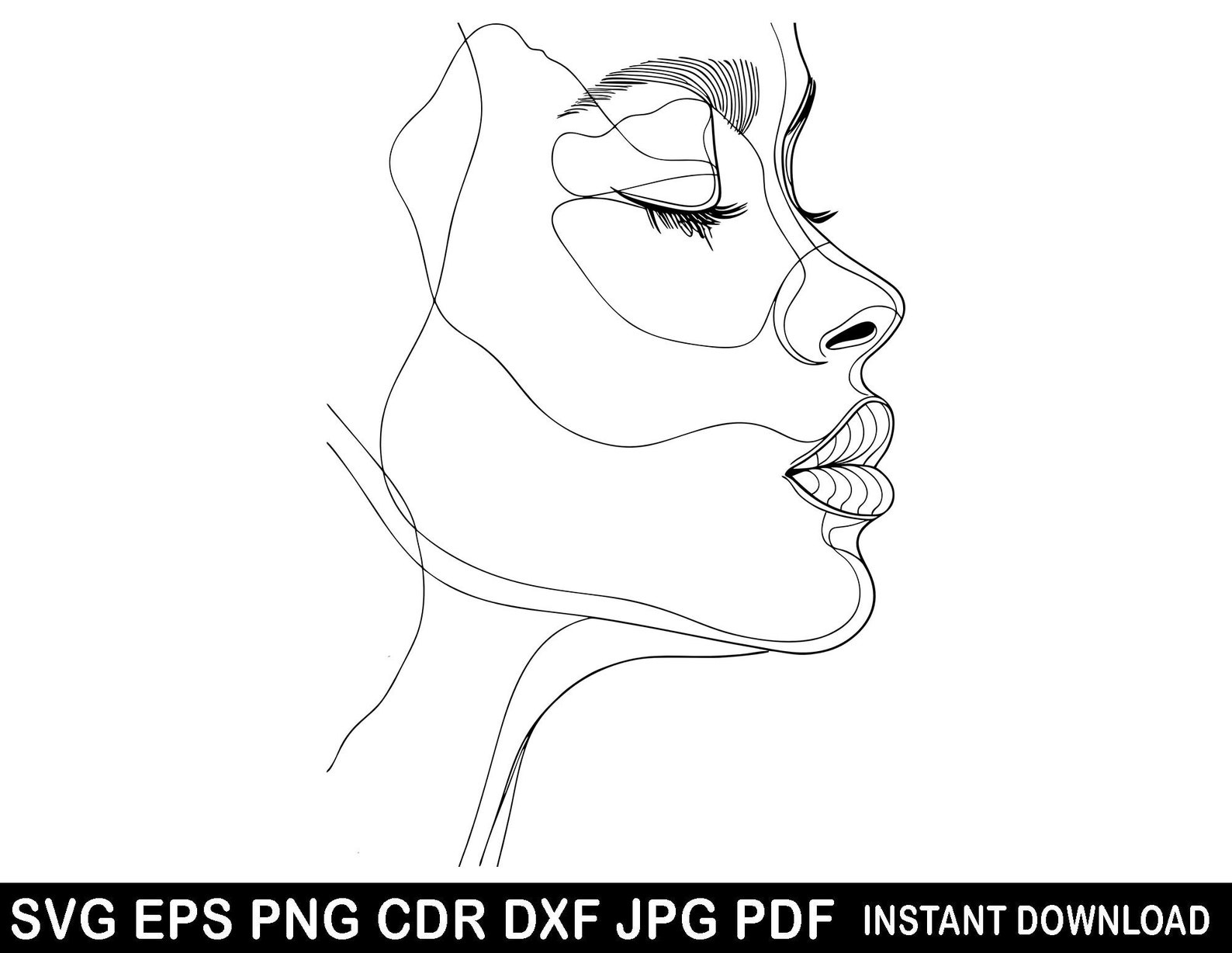 One Line Woman Face Svg | Drawing Abstract Minimal Female Single Line ...