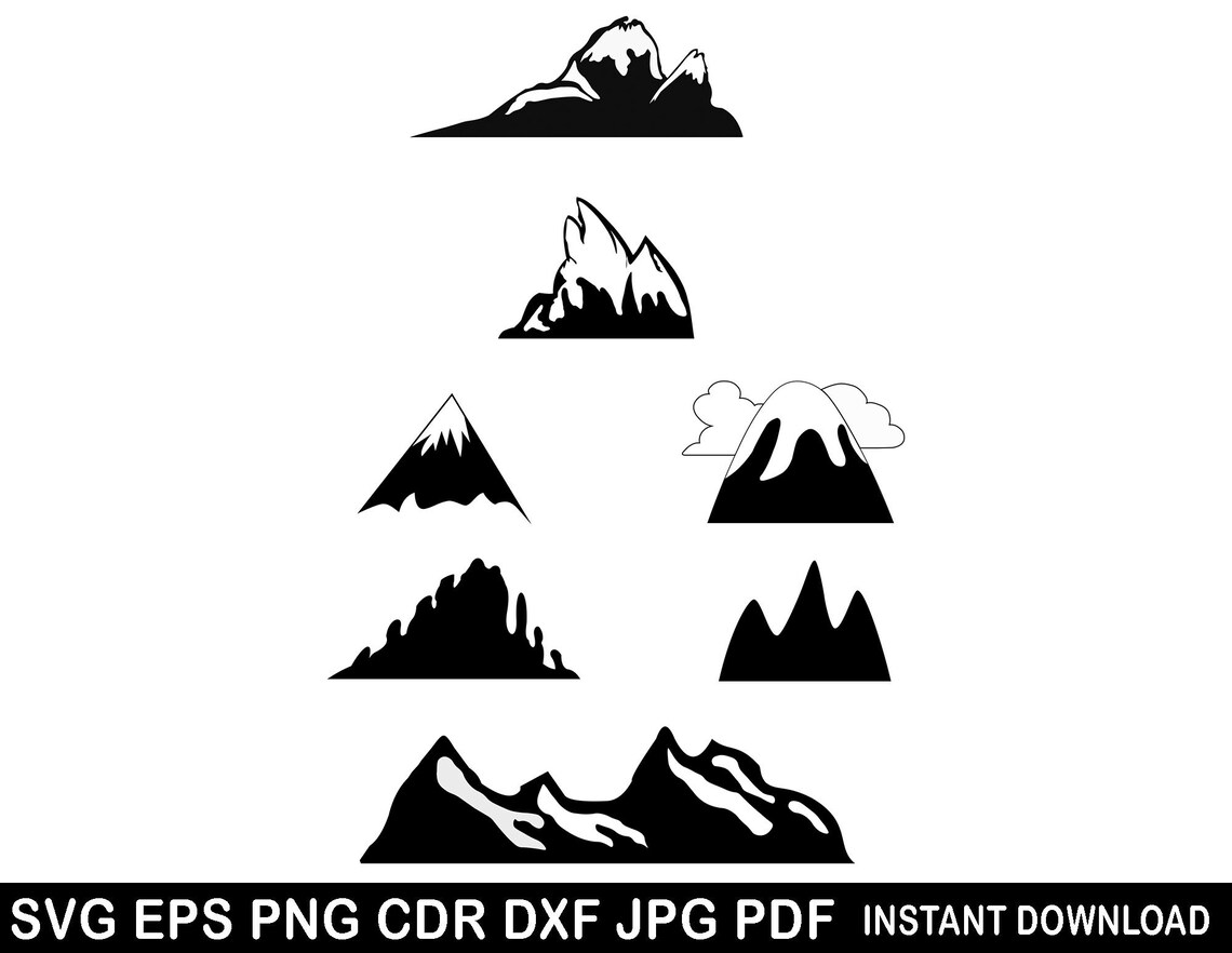 Mountains Svg Bundle Mountains and Trees Dxf Eps Png Natural Landscape ...