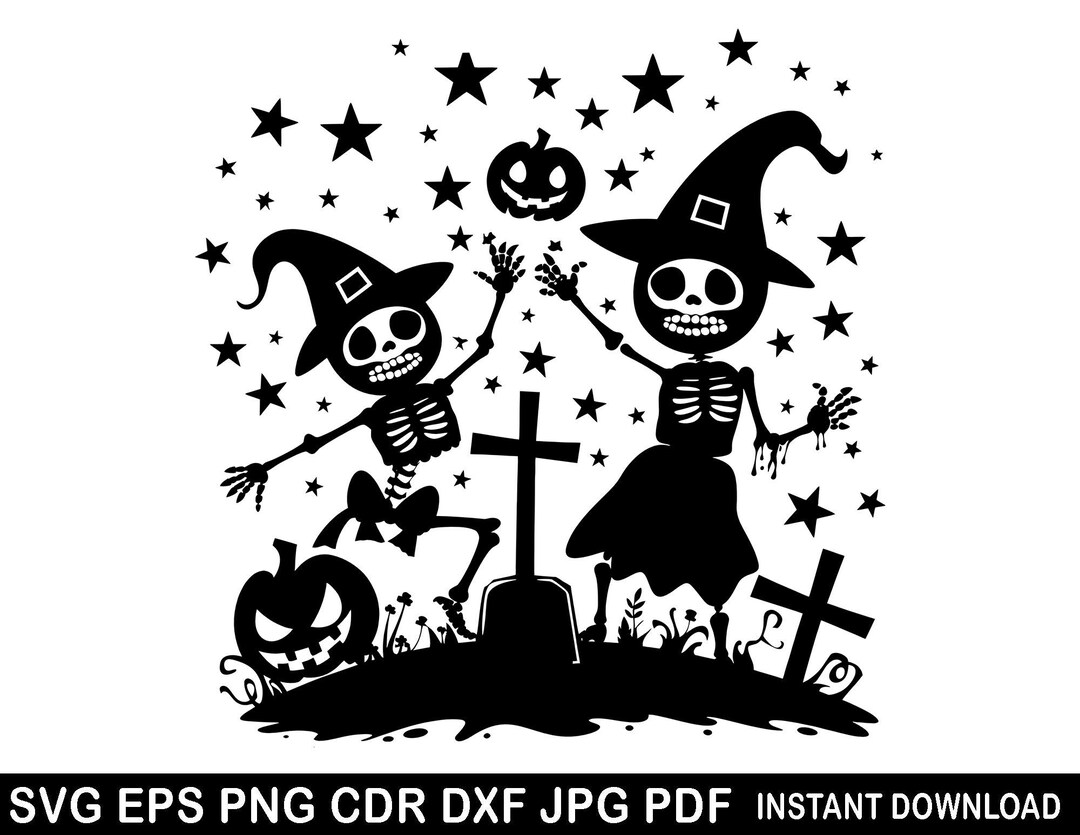Skeletons Dancing Svg, Dancing Skellie Png, Halloween Dancing Skeleton ...