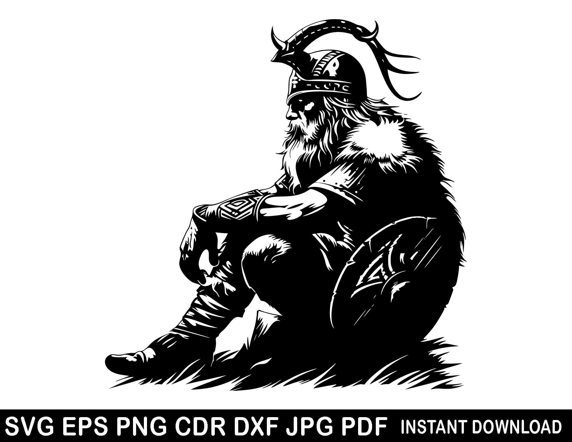 Viking Svg Eps Png Dxf Viking Tattoo Barbarian Decor Horns Silhouette ...