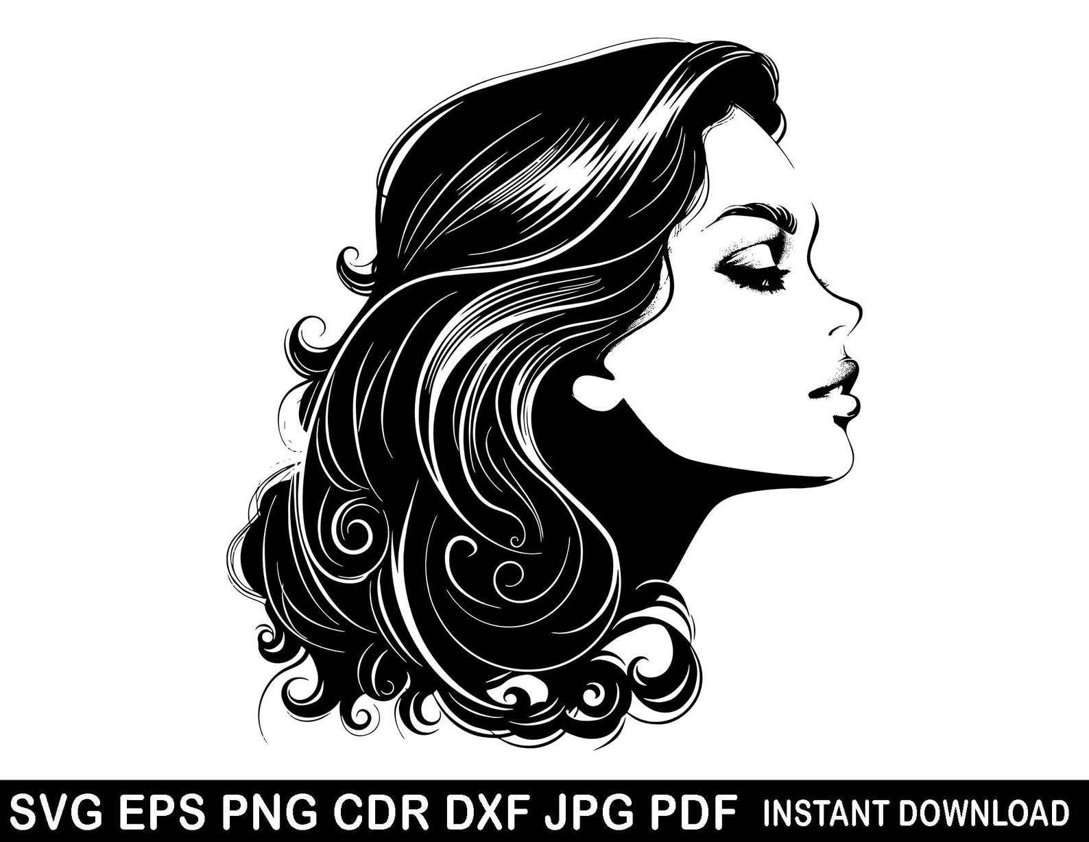 Beautiful Girl Face Svg | Girl Head Eps | Woman Face Logo | Female Face ...