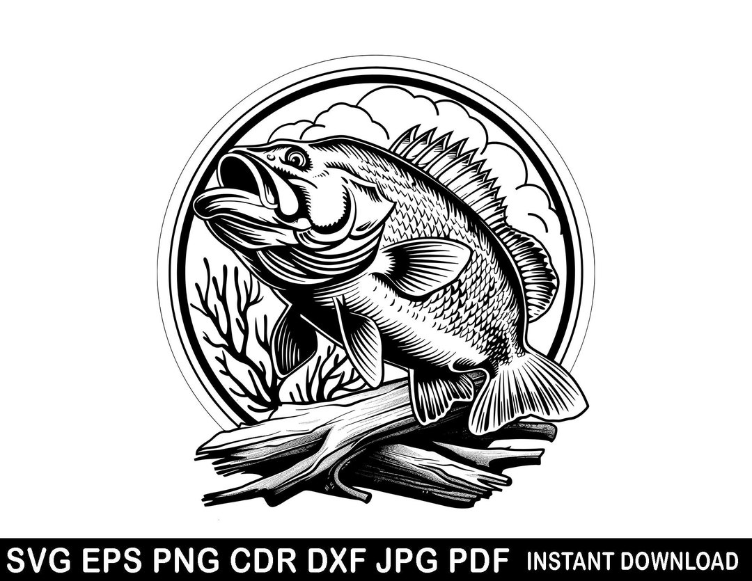Bass Vector Design, Fishing Svg, Jumping Bass, Svg for Sublimation ...