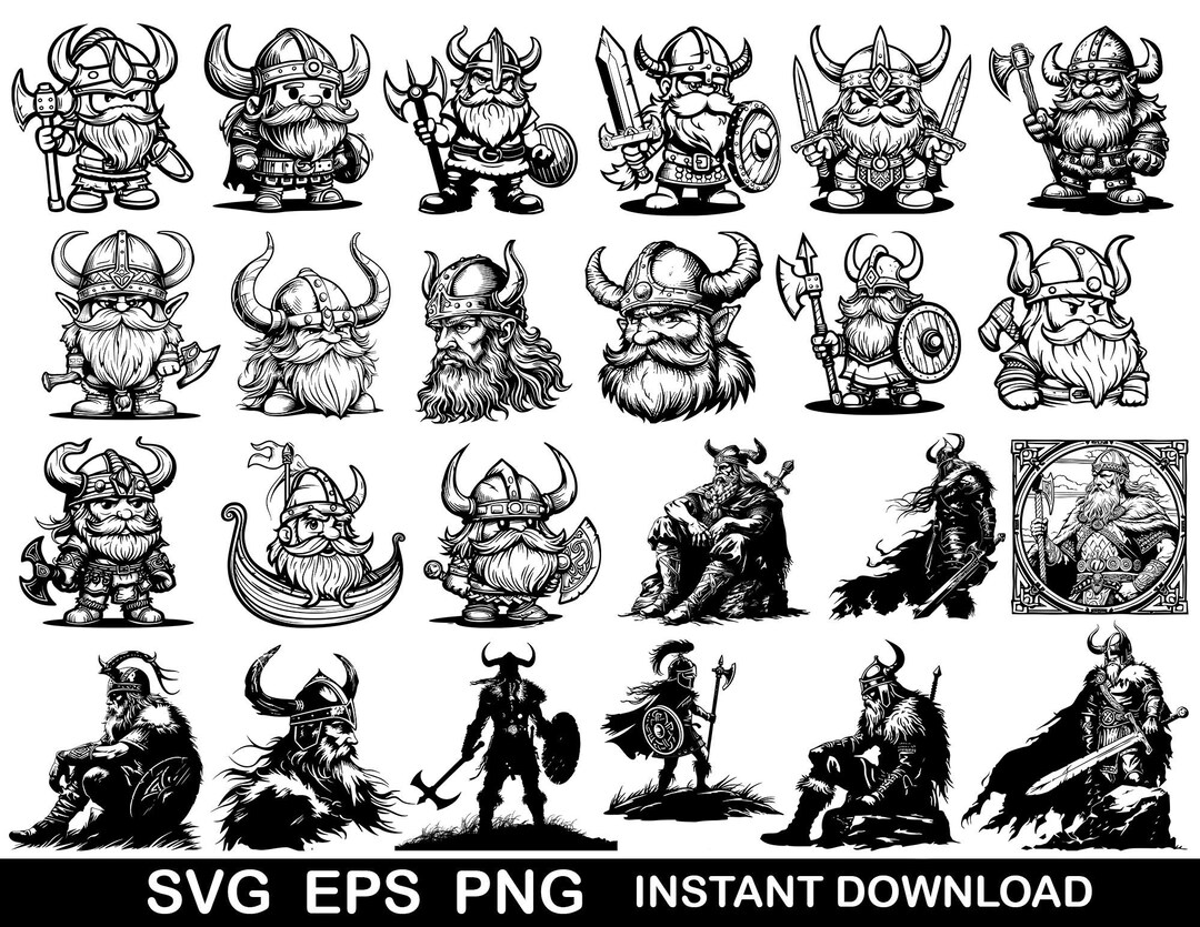 Viking Bundle Svg | Dwarf Bundle Svg | Barbarian Bundle Logo | Horns Personalized | Odin Decor ...